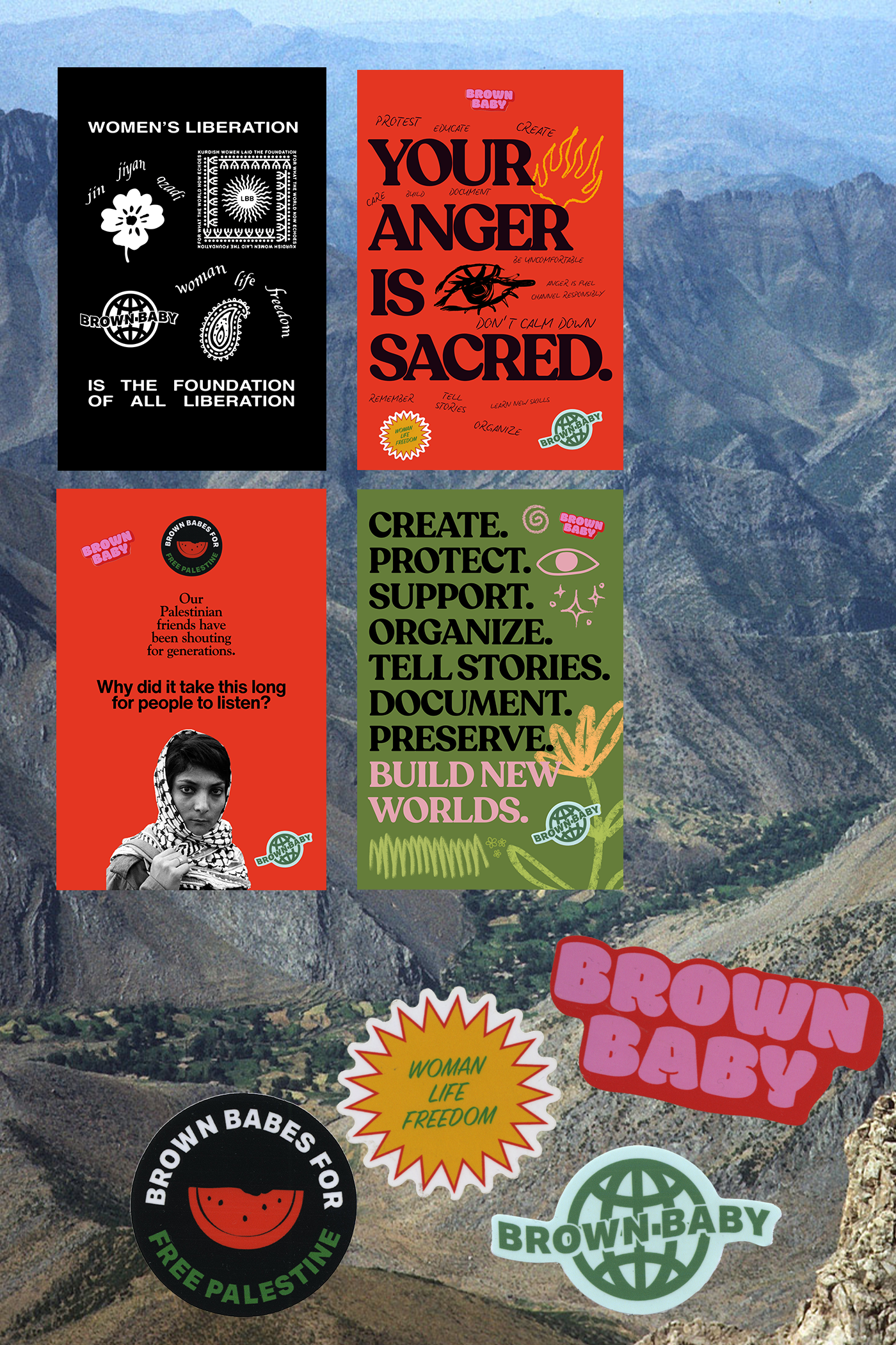 Postcard & Sticker Pack – LOCAL BROWN BABY